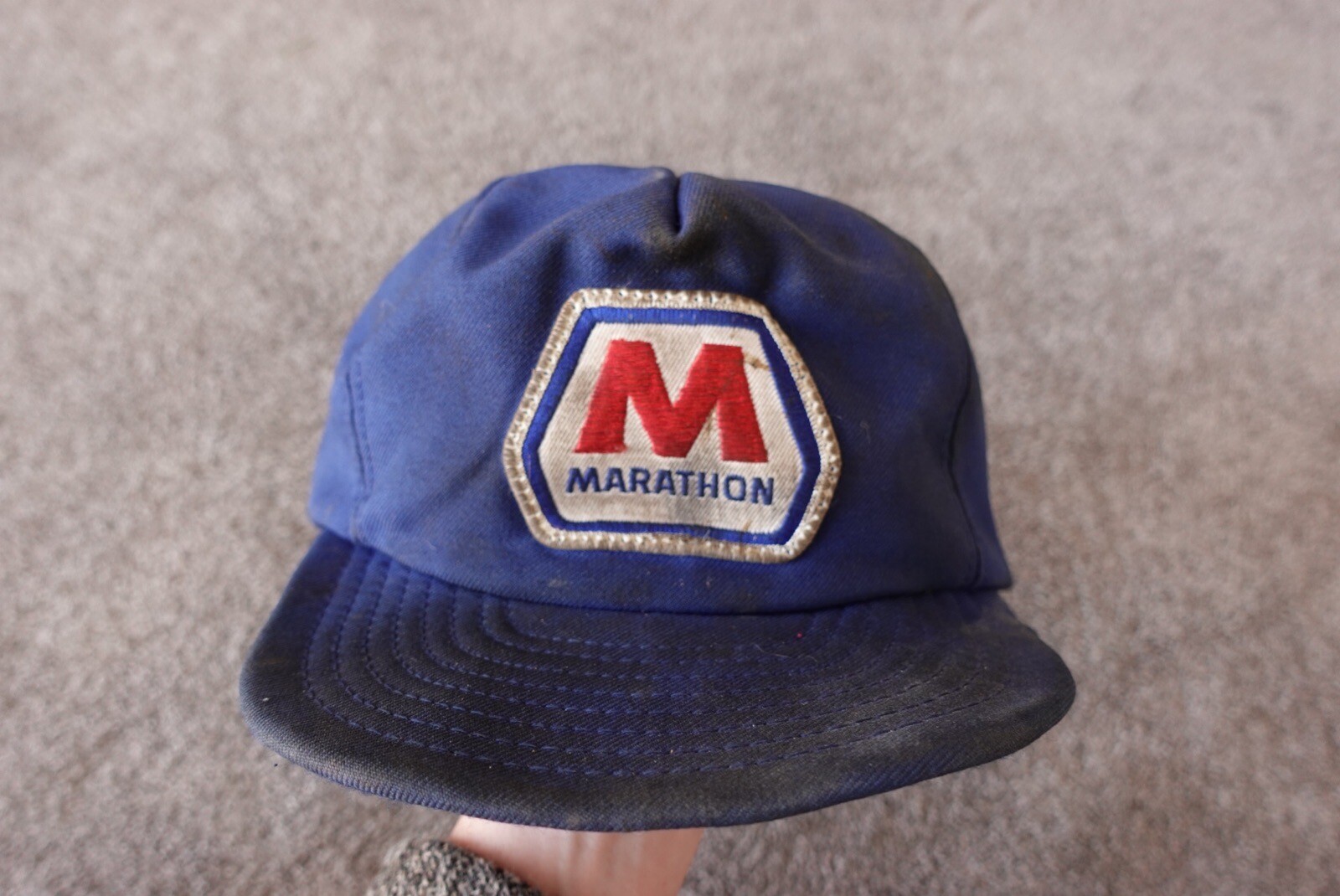 Marathon Oil Hat Mens Medium Blue Lined Ear Flaps Gas… - Gem