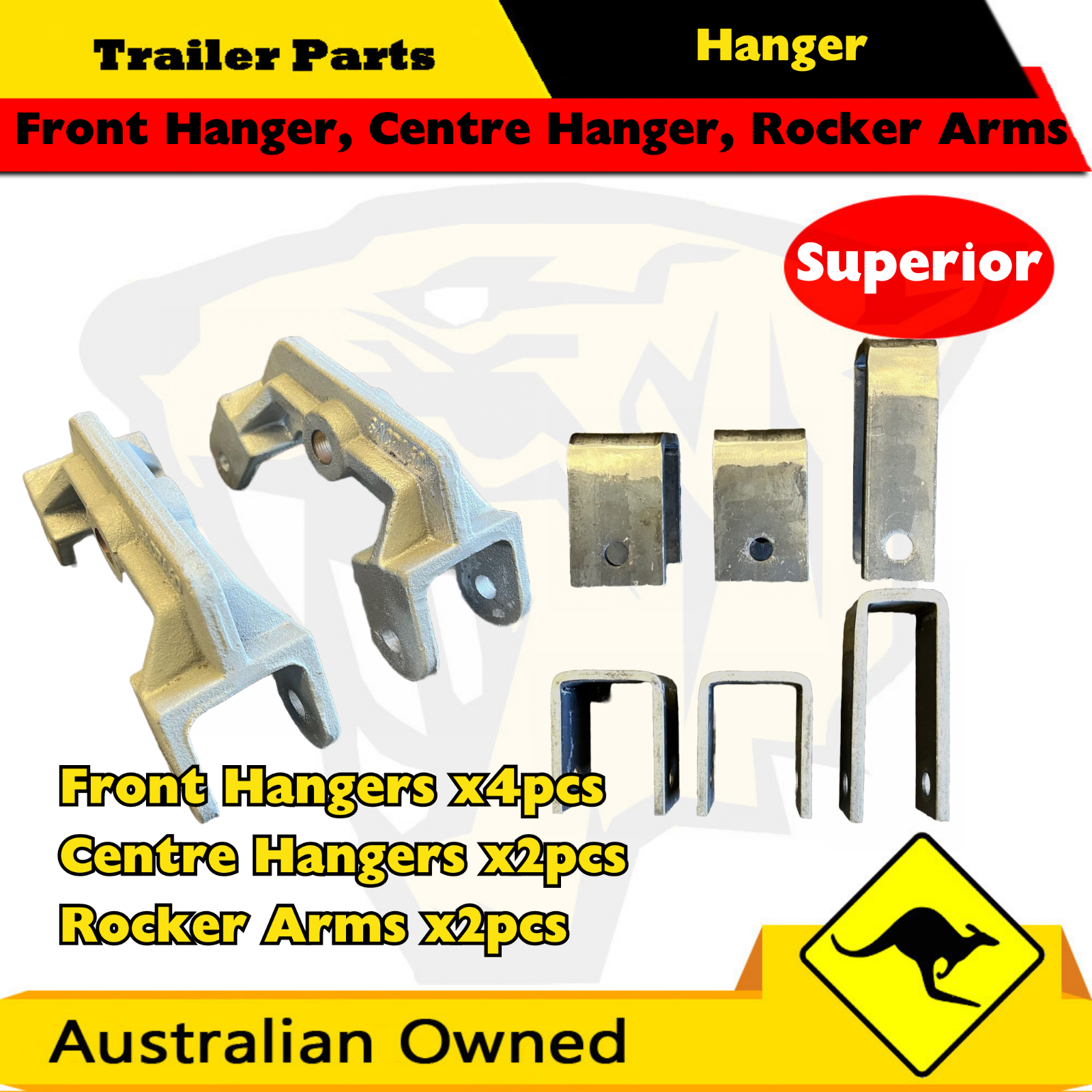 Trailer Spring Tandem Rocker Roller Front Centre Hanger Rocker Arms Set ...