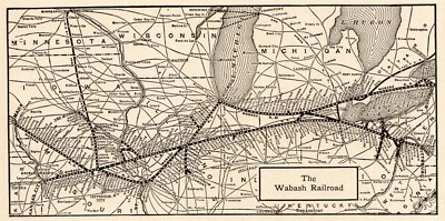 1914 Antique WABASH RAILROAD Map Vintage Wabash Railway Map 8584 | eBay
