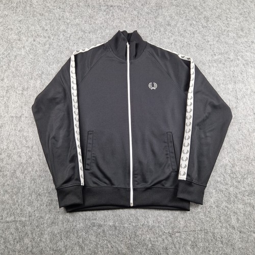 Fred Perry Jacket Mens Medium Black White Tracksuit Top Casual Mod Ska ...