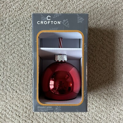 Red Crofton Holiday Ornament Sipper Cup w/Straw Drinkware Holds 13.5 ...