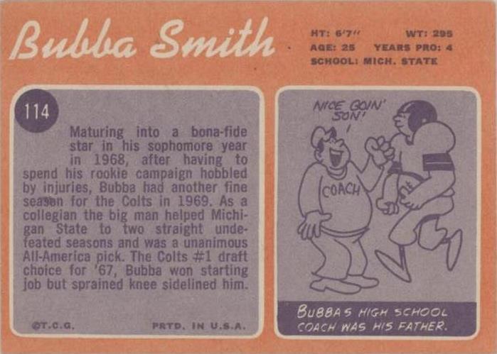 1970 Topps Bubba Smith #114 for sale | eBay