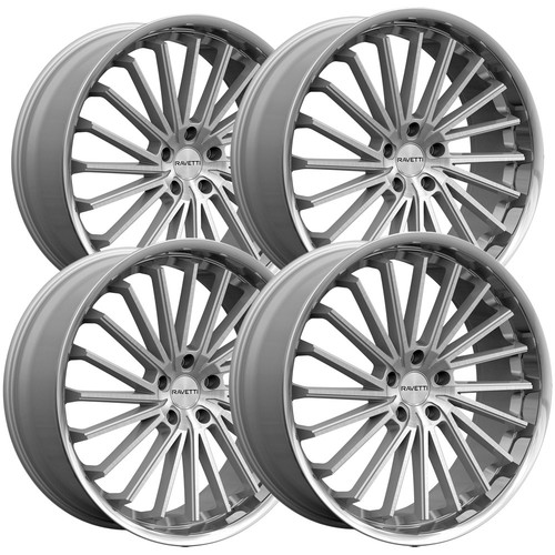 (Set of 4) Ravetti M14 20x8.5 5x4.5" +38mm Brushed/SSL Wheels Rims 20 ...