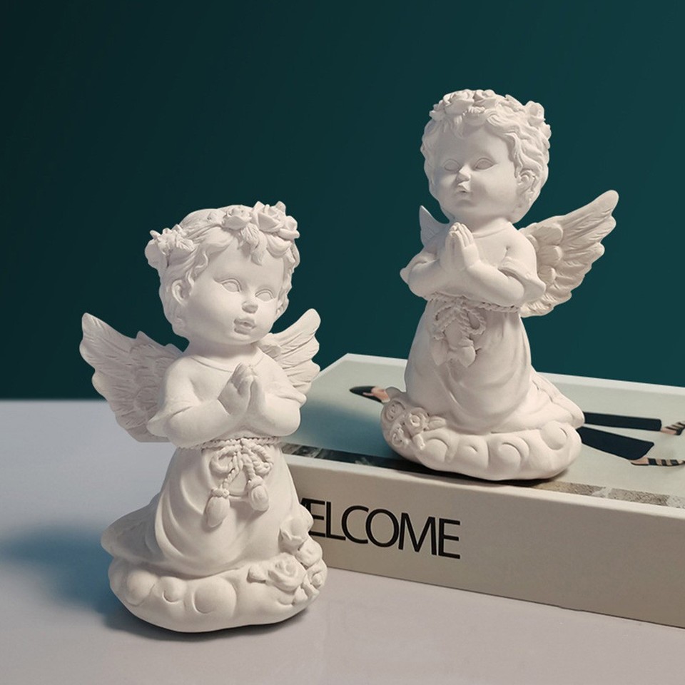 Resin Angel Sculpture Retro Angel Figurines Desktop Angel Statue Decor ...