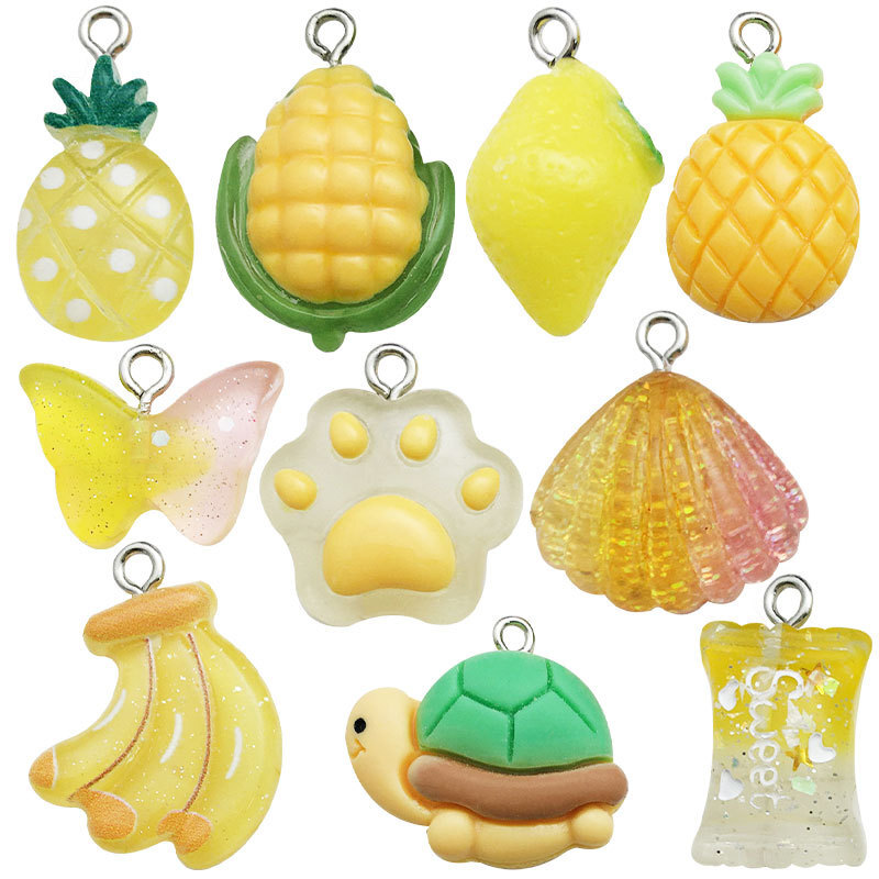 Mix 10pcs Cute Cartoon Resin Charms Pendants For Jewelry Making ...