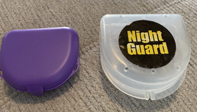 Lot of 2 Night Guard Cases only 1 purple, 1 xlarge white Dental Cases ...