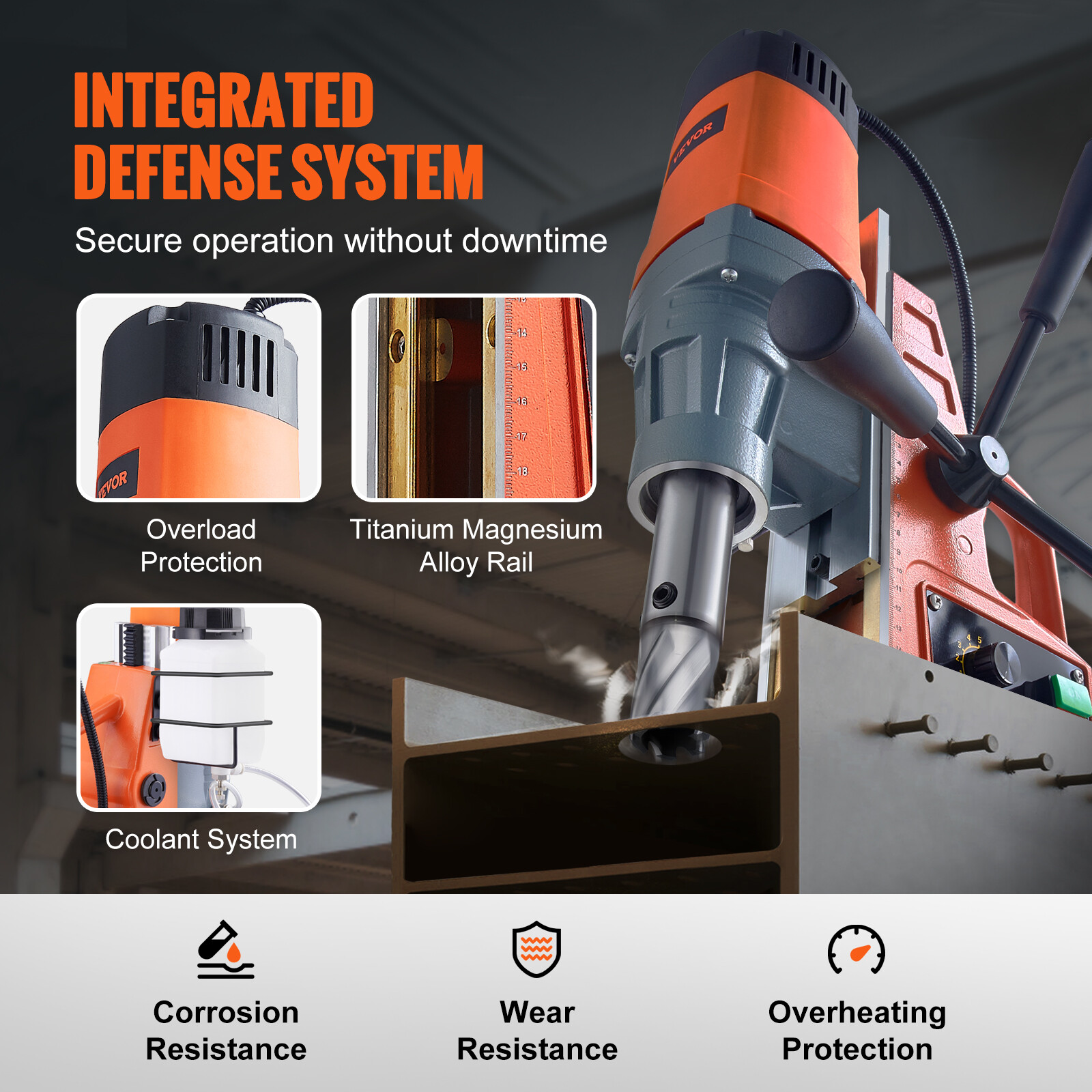 MD50 Magnetic Drill 1550W 2922lbf/13000N Portable Mag Drill Press 500RPM