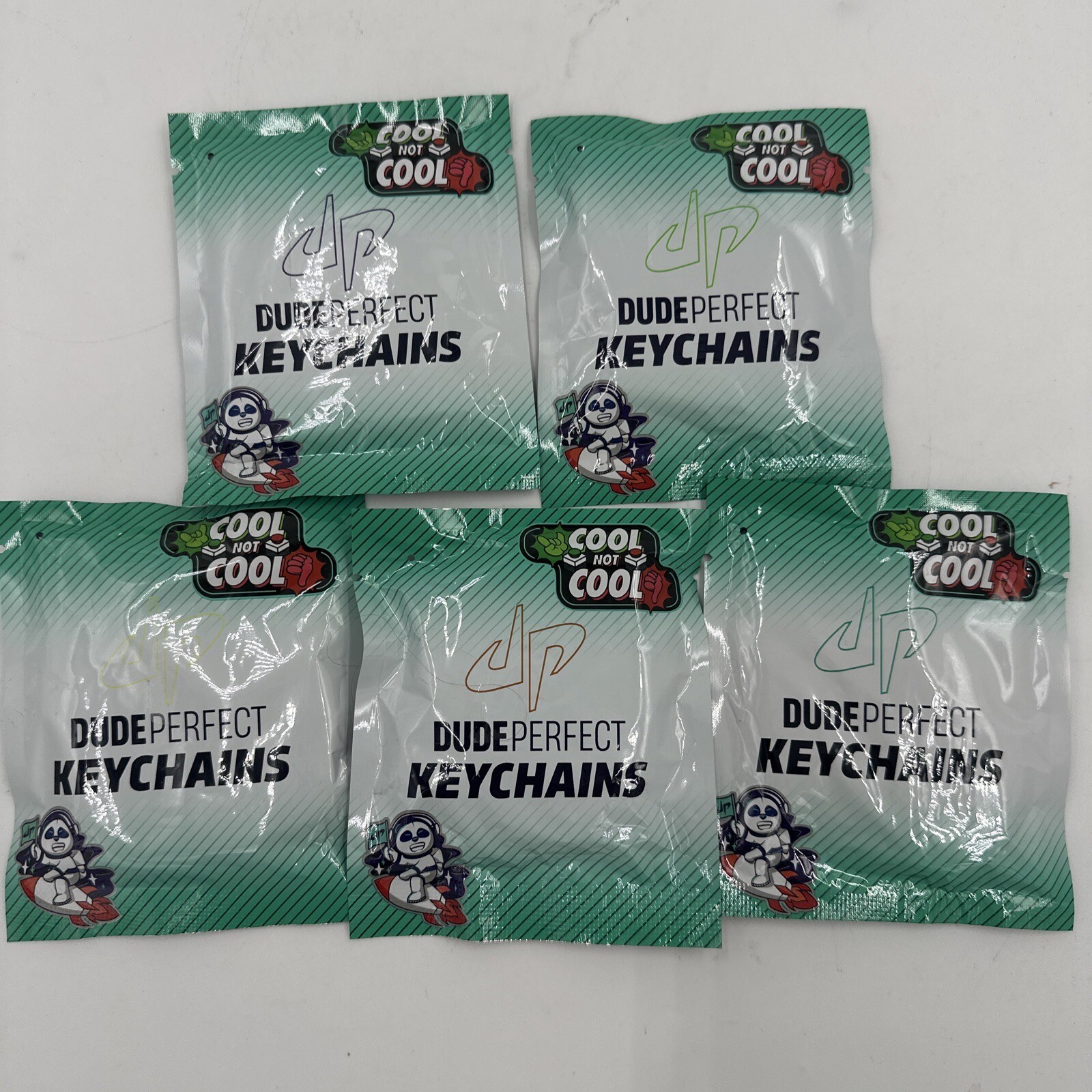 Dude Perfect Keychains Lot Of 5 - Cool Not Cool, Panda, Wheel ...