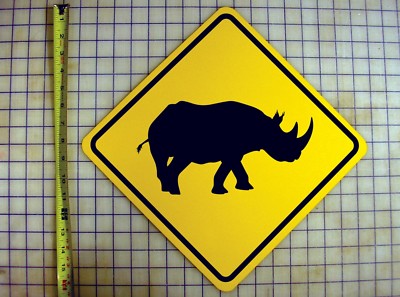RHINO CROSSING YELLOW ALUMINUM SIGN | eBay