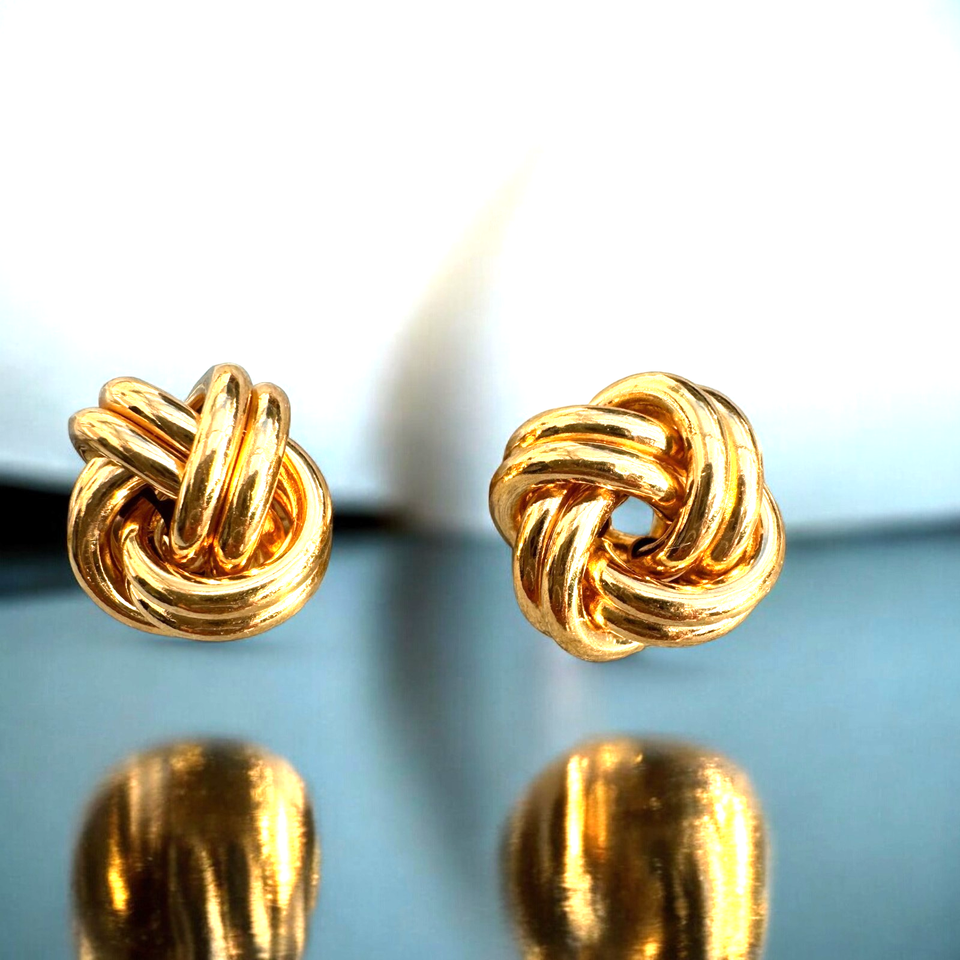 18 ct Gold Swirl , Knot, Stud Earrings 4.23 gms. London import marks 750 | eBay UK