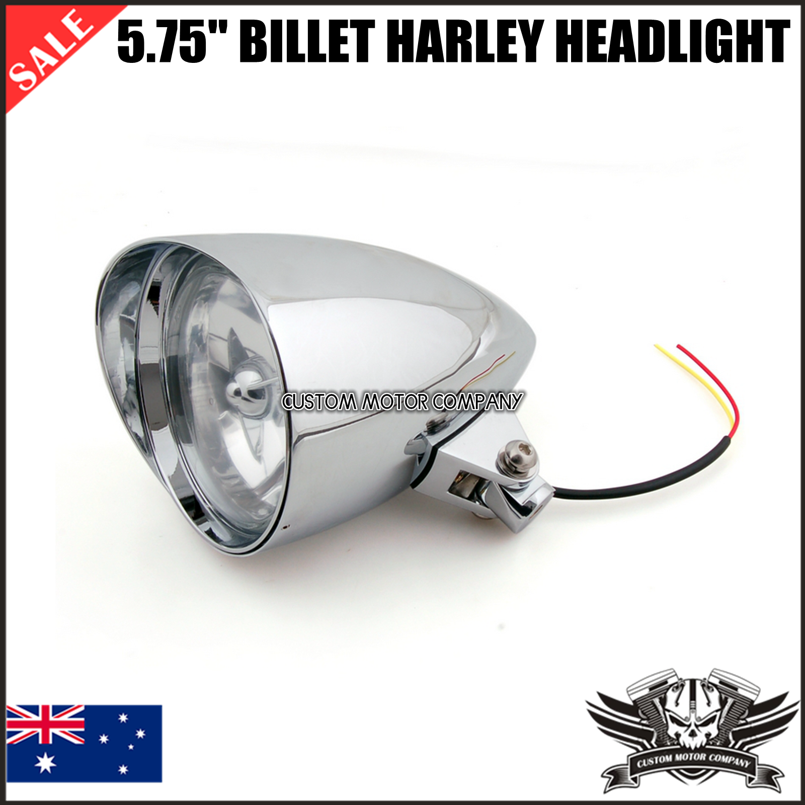 5.75" BILLET HEADLIGHT CHROME HARLEY DAVIDSON CHOPPER BOBBER SPRINGER ...