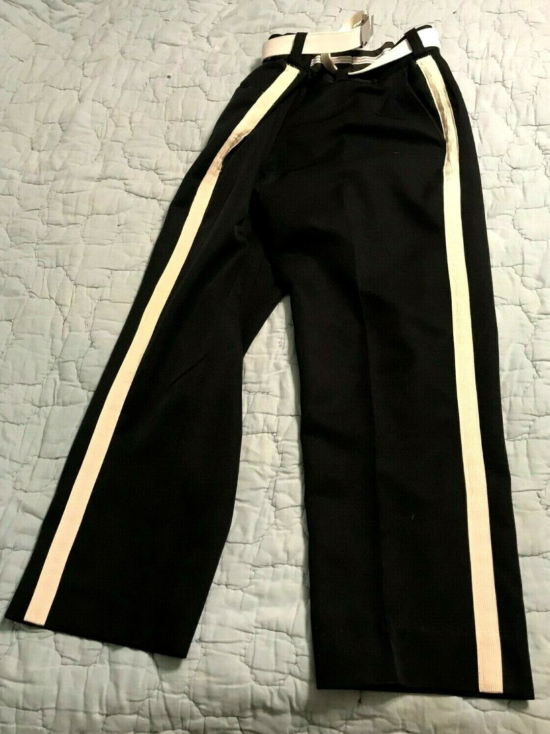 vintage FECHHEIMER UNIFORM PANTS MEN'S 42R (42 R) BLACK w/WHITE STRIPES ...