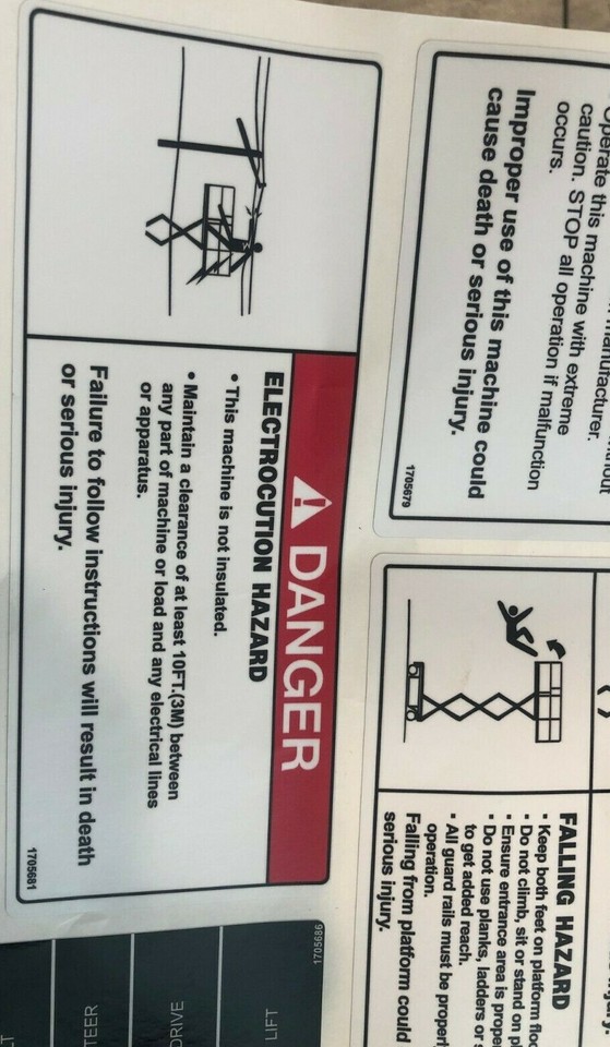 JLG 2902522, Universal SCISSOR LIFT DECAL KIT - AERIAL SAFETY DECAL KIT ...