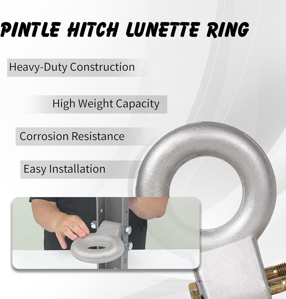 3" Lunette Eye Steel Pintle Ring 12000Lb Zinc Plated Channel Style ...