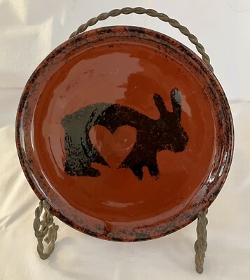 Tennessee Clayworks Redware Decorated Plate - Heart Inside a Rabbit ...