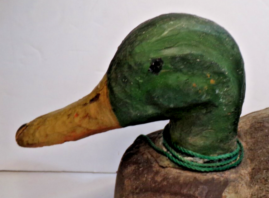 Vintage Primitive Hand Carved Painted WOODEN DUCK DECOY - unbranded 15 ...