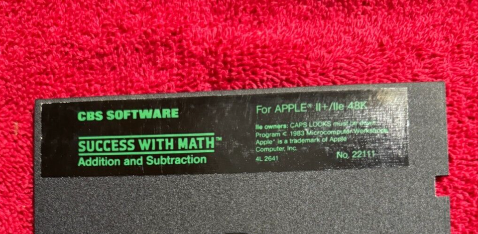 5 1/2" Floppy Disk ~ Success with Math ~ 1983 ~ Game ~ CBS Software ...