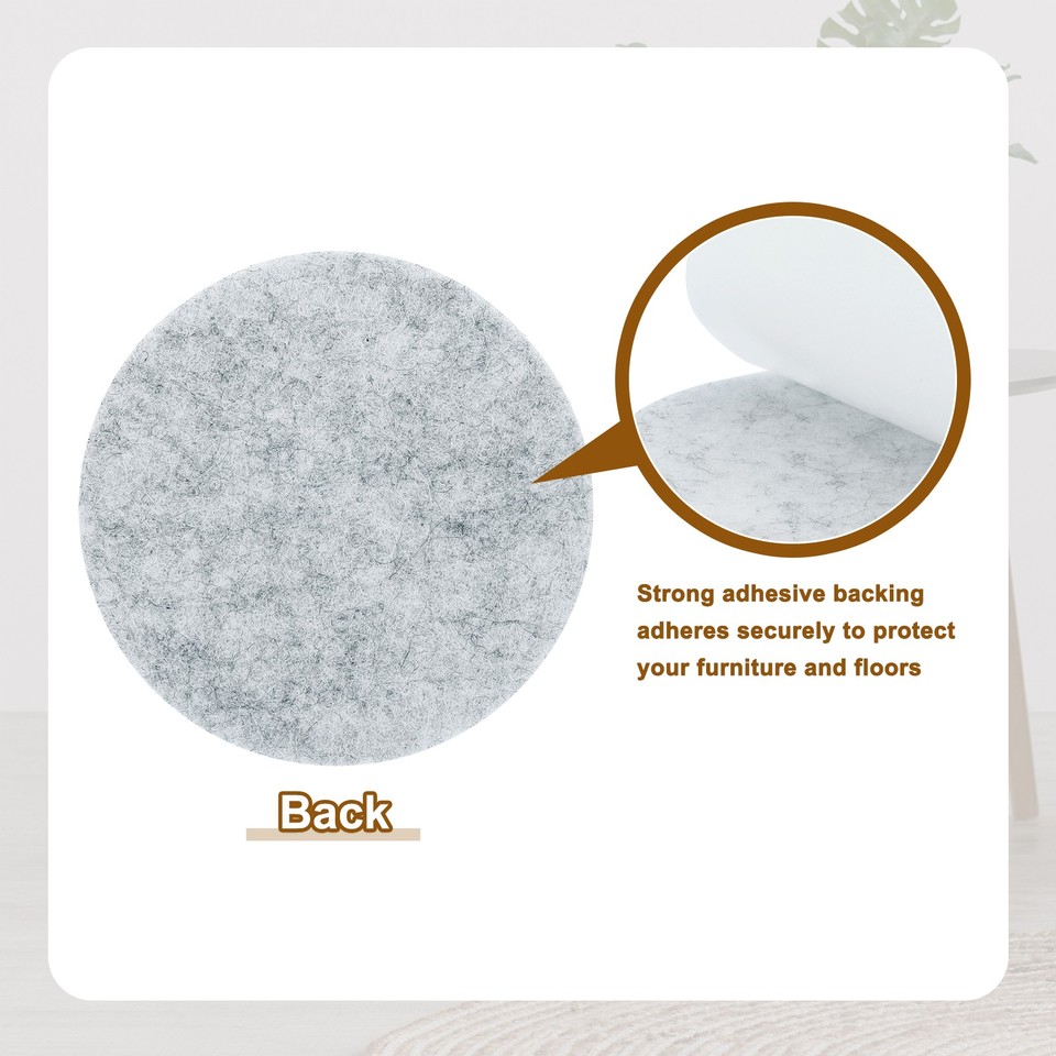 Round Felt Furniture Pads, 7.9" x 0.12" Adhesive Felt Pad, Gray | eBay
