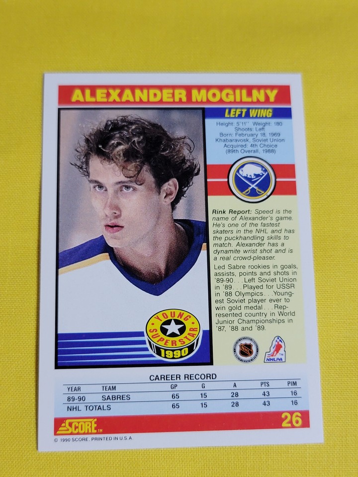 1990-91 Score Young Superstars Alexander Mogilny Rookie RC #26 Box Set ...