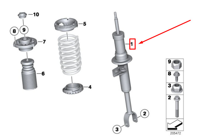 BMW 5 F10 FRONT LEFT SHOCK ABSORBER 6852873 31316852873 GENUINE for ...