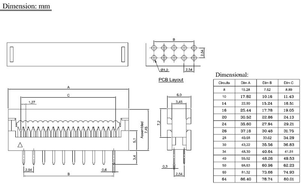 50Pcs 2.54mm 2x13 Pin 26 Pin Male Header IDC Ribbon Cable Transition ...