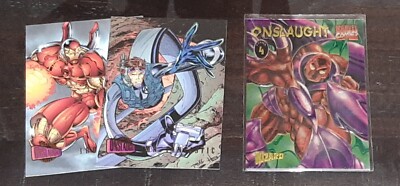 1995-1996 Marvel Ultra Onslaught Promo Card Set Mr. Fantastic & Iron ...