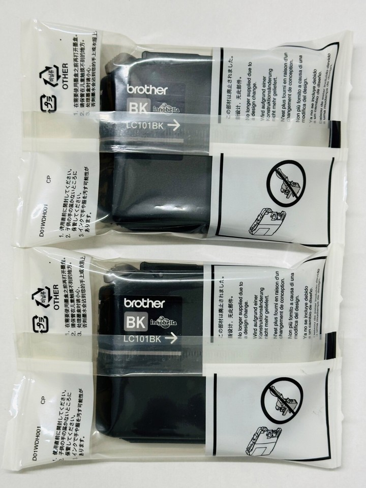 New Genuine Brother LC101 Black Set of 2 Ink Cartridges DCP-J152W, MFC ...