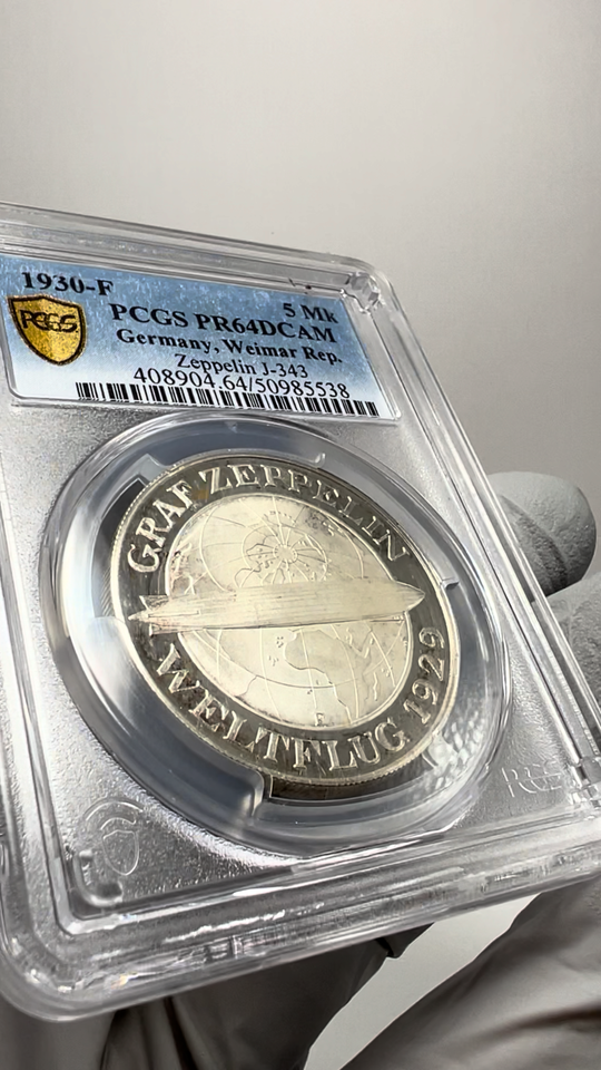 Germany Weimar Republic 1930F 5 Mark ZEPPELIN Taler PCGS PR64DCAMEO PP ...