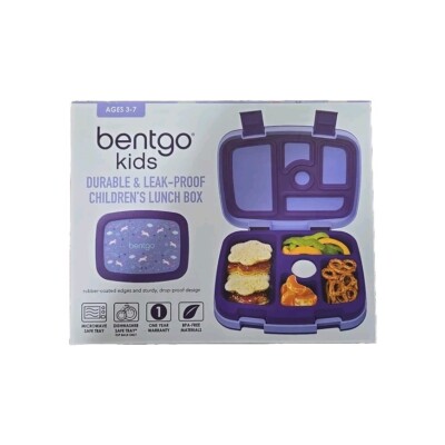 NIB Bentgo Kids Lunch Box Leak-Proof 5 Compartment Purple Unicorn NEW ...