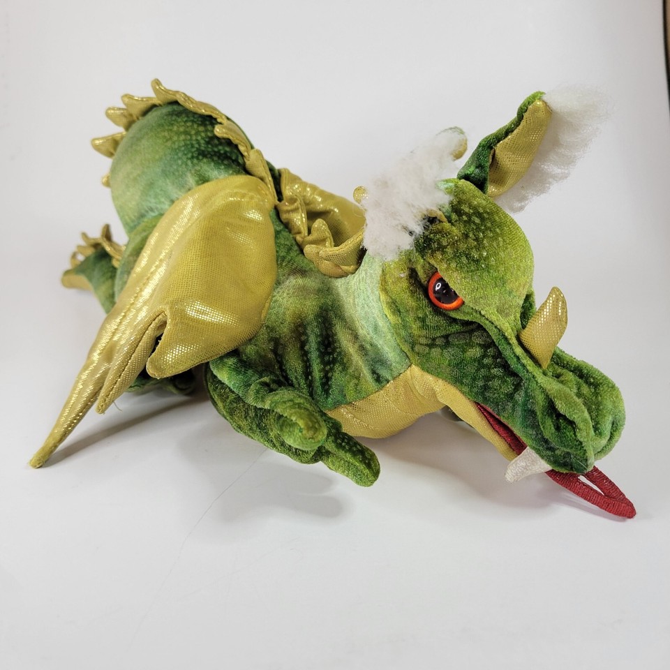 Retired Folkmanis Green Dragon Hand/Finger Puppet Gold Wings | eBay