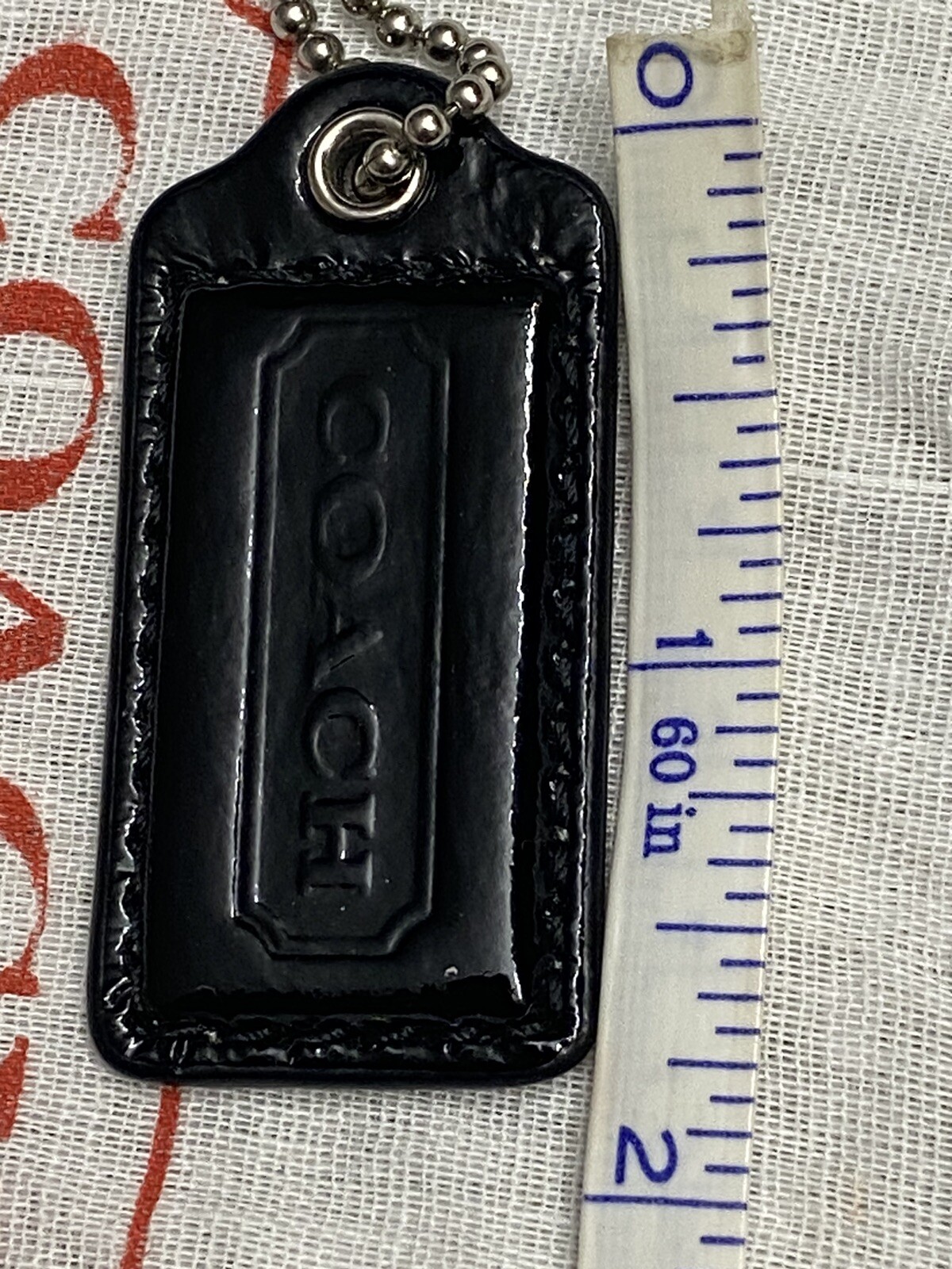 COACH Black & Silver Patent Leather RARE Hang Tag Key Chain Purse Fob ...