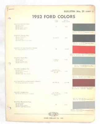 1952 FORD DUPONT COLOR PAINT CHIP CHART ALL MODELS ORIGINAL | eBay