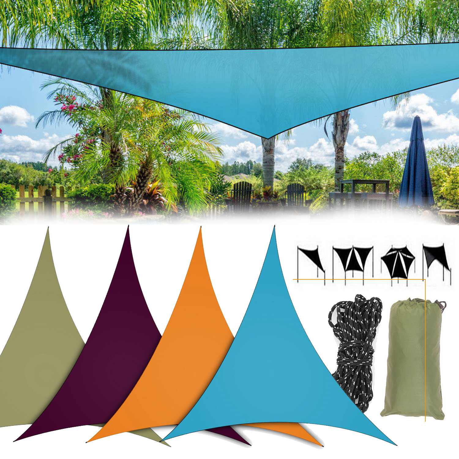 4 Colors Sun Cover Shade Garden Patio Awning Canopy Waterproof UV ...