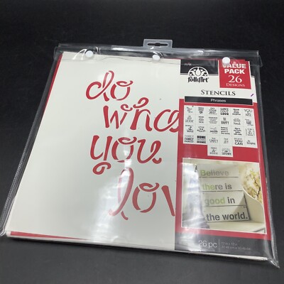 Plaid Folk Art Stencils Value Pack 26 Designs Phrases, 12" x 12", New ...