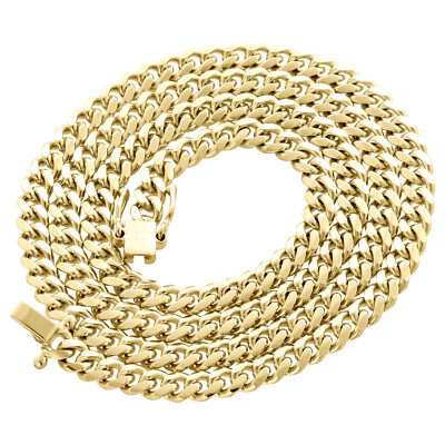 14K Yellow Gold Solid Miami Cuban Link Chain 5mm Box Clasp Necklace 24 ...