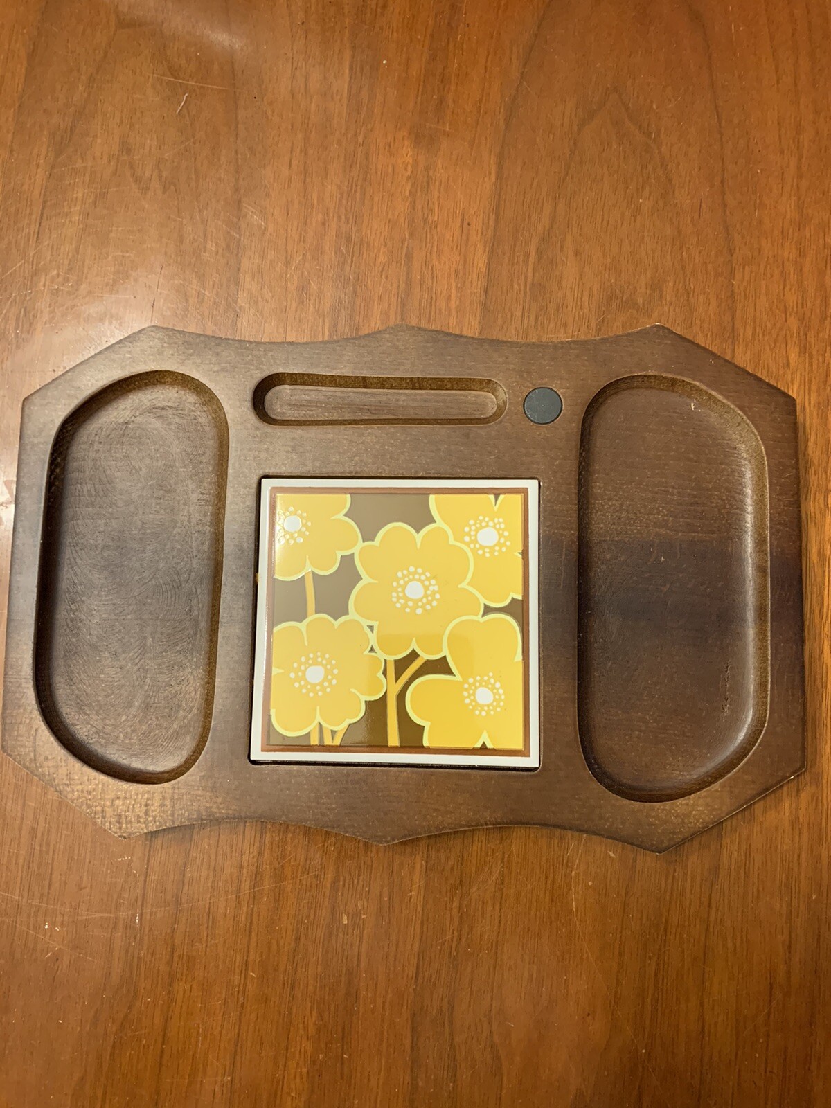 Vintage Imperial Wood & Ceramic Tile Cheese Board Appetizer Serving ...