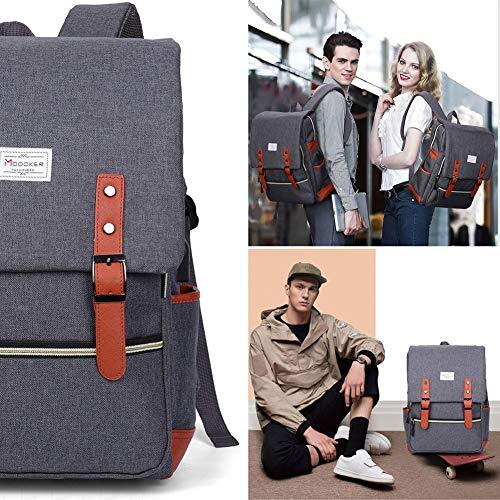 LAPTOP BACKPACK with USB Charging Port Vintage Bag Fits 15.6" Grey ...