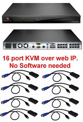 Avocent DSR2020 16 port KVM IP Switch + 8 x DSRIQ-USB cable modules ...