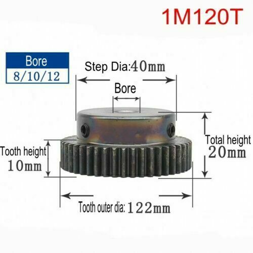 1 Mod Pinion Gear 80T-150T Spur Gear With Step 45# Steel Motor ...