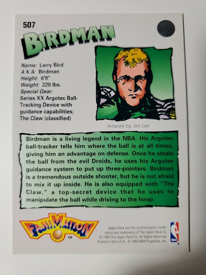 1992-93 Upper Deck Larry Bird BIRDMAN FANIMATION JIM LEE ART card #507 ...