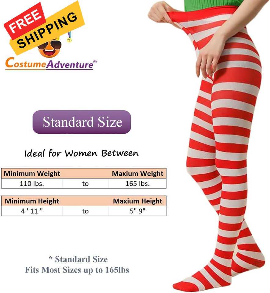Red and White Striped Tights Candy Cane Elf Christmas Pantyhose... | eBay