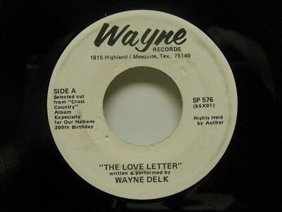 Rare! Wayne Delk: The Love Letter / Come A Long Way On My Journey, 45 ...