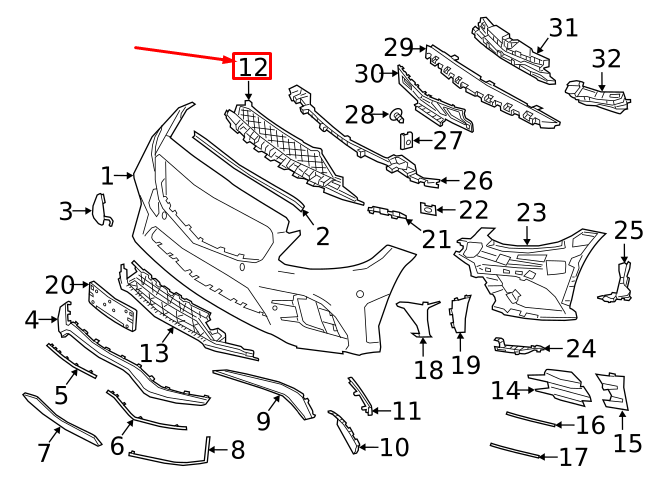 2018 MERCEDES C Class W205 AMG Line Front Bumper Lower Grill ...