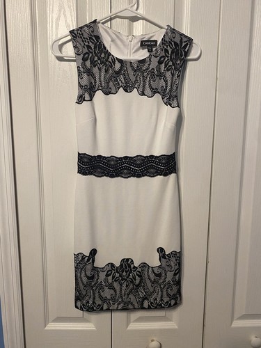 Bebe Dress white black lace XS 00 Cocktail Party Minidress Gianni Bini ...