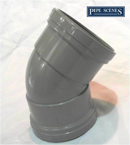 Grey Soil 135° Bend Double Socket Pushfit Waste 110mm Stack Vent Pipe Drain | eBay UK