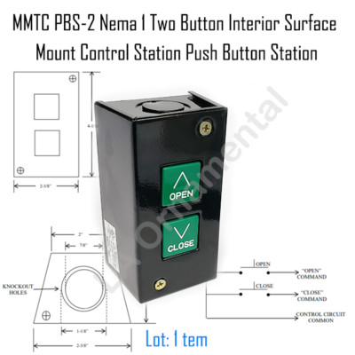 MMTC PBS-2 Nema 1 Two Button Interior Surface Mount Control Station ...