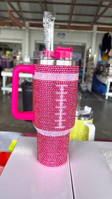 Rhinestone 40 oz Softball theme tumbler Pink | eBay