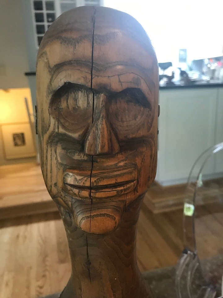 Antique Southern African American Carved Fence Post BUST Primitive Folk ...