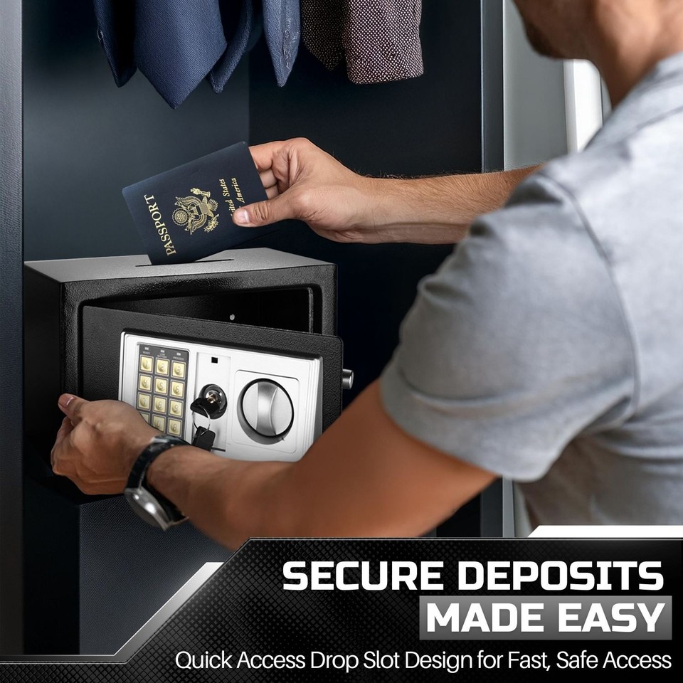 Electronic Depository Safe Box w/ Drop Slot Opening Keypad Combination ...