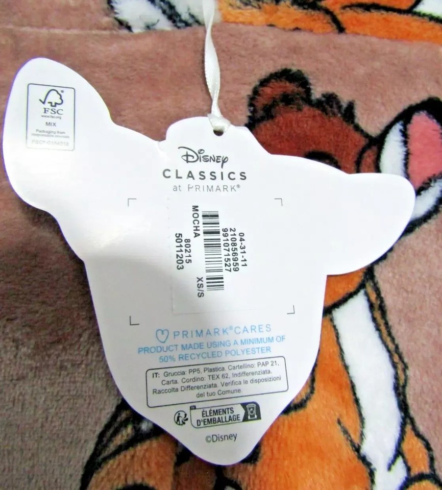 PRIMARK DISNEY BAMBIE THUMPER SNUDDIE COSY FLEECE HOODED BLANKET GOWN ...
